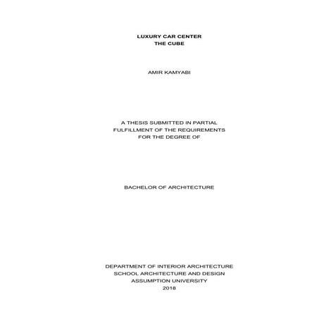 Luxury car center the cube thesis book | PDF