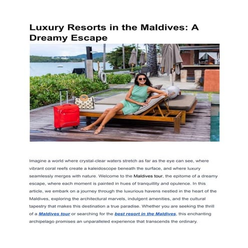 Luxury Resorts in the Maldives: A Dreamy Escape | PDF