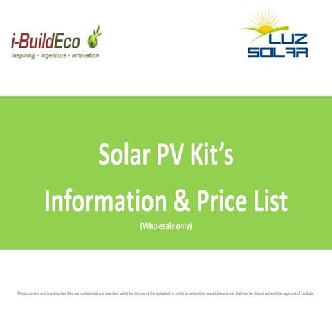 Luz Solar I Build Eco Pv Kits Price List April 2011 | PDF