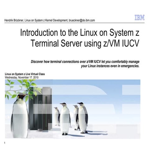 Introduction to the Linux on System z Terminal Server using z/VM IUCV | PDF