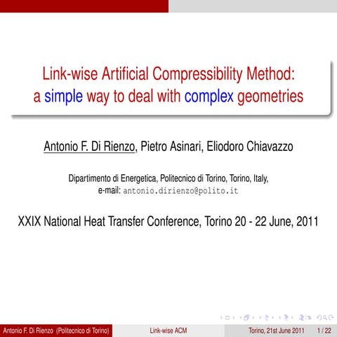 Link Wise Artificial Compressibility Method A Simple Way To Deal With Complex Geometries Ppt 