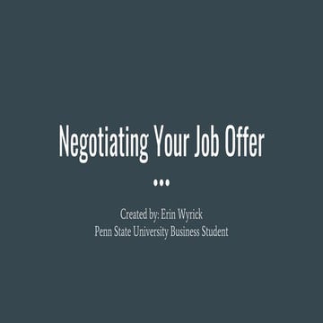 Lynda: Negotiating Your Job Offer | PPTX