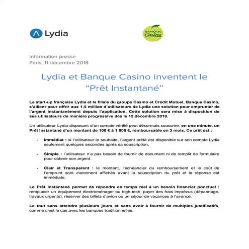 Communiqu De Presse Casino