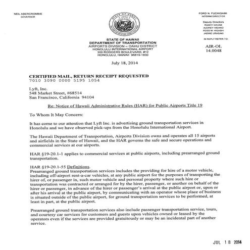 Lyft letter | PDF