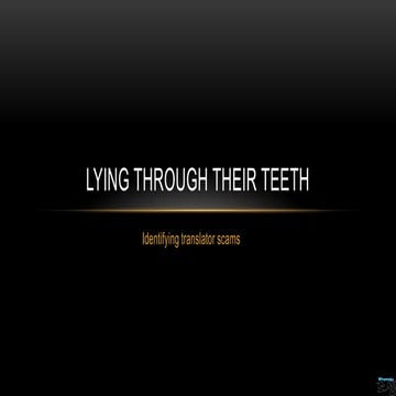 Lying through their teeth: Identifying Translator Scammers | PDF