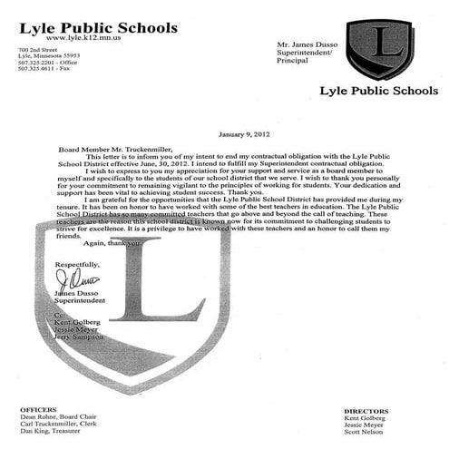 Lyle school resignation letters | PDF