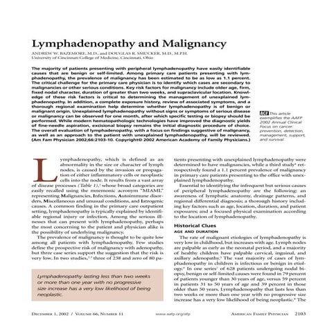 Lymphadenopathy in general | PDF