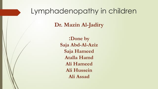 Presentation for Lymphadenopathy in Children.ppt