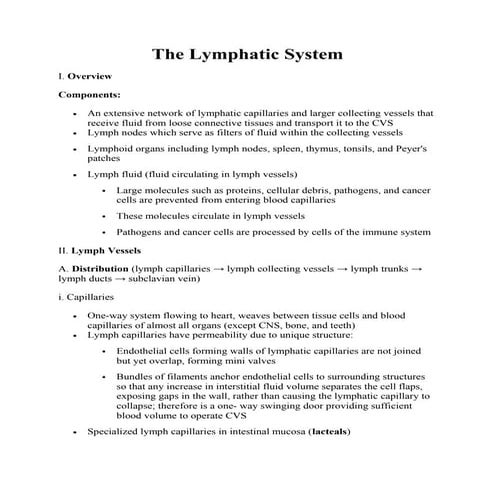 Lymphatic System Notes