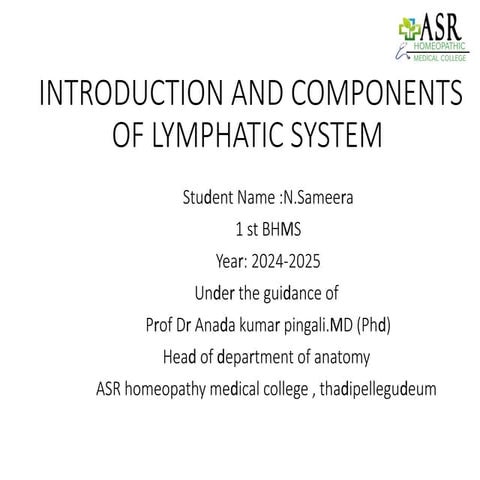 Introduction and component of lymphatic system | PPT
