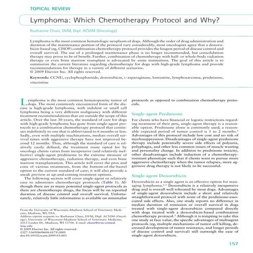 Lymphoma which chemotherapy protocol and why | PDF