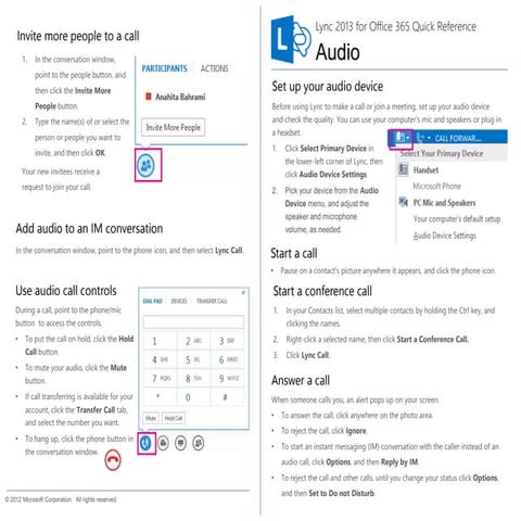 Lync 2013 Audio guide | PPT