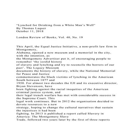 Lynched for Drinking from a White Man’s Well” By Thomas Laq.docx