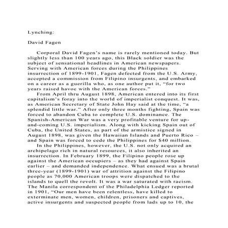 LynchingDavid Fagen Corporal David Fagen’s name is ra.docx