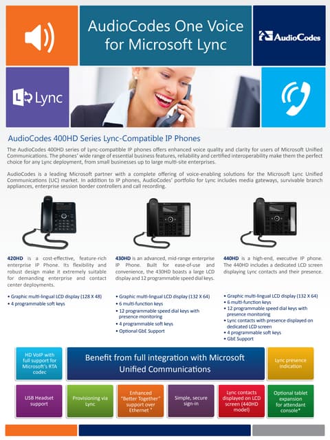 Audio codes one voice for lync brochure | PPT