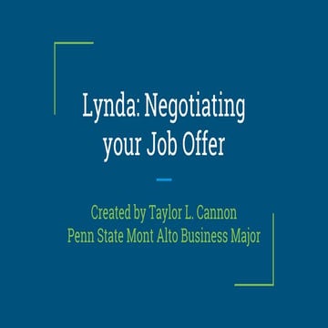 Lynda negotiating your job offer | PPTX