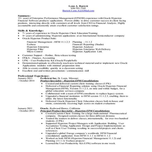Lynn barrett resume 2015 june | DOCX | Computer Software and Applications | Computing