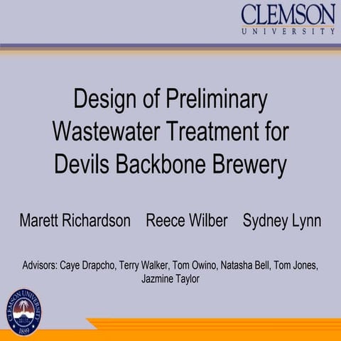 Design of Preliminary Wastewater Treatment for Devils Backbone Brewery ...