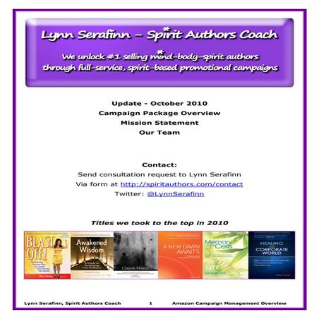 Lynn Serafinn Spirit Authors Amazon Campaign Management Overview ...