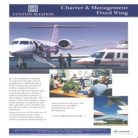 Lynton aviation charter and management fixed wing | PDF