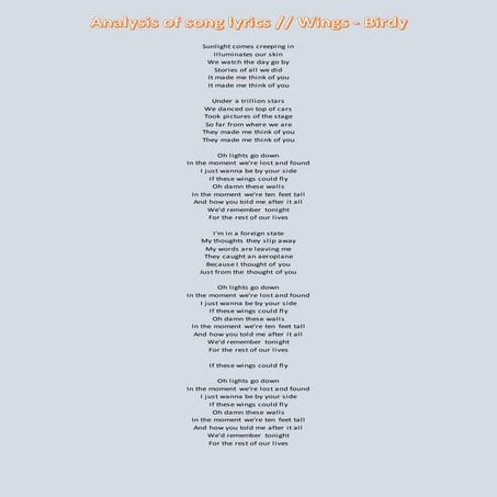 Analysis of song lyrics | DOCX | Air Travel | Travel Type