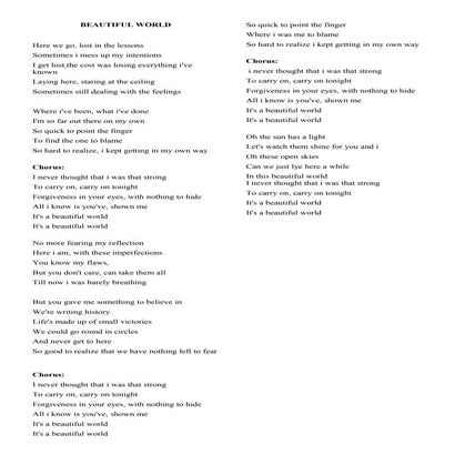 Lyric beautiful world | DOC