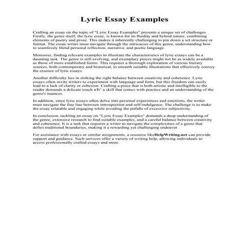 Lyric Essay Examples. United States Air Force Academy | PDF
