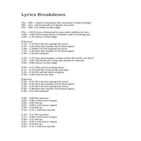 Lyrics breakdown | DOCX | Songwriters/Folk | Music
