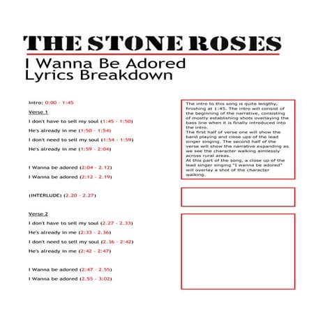 Lyrics Breakdown - I Wanna Be Adored | DOCX
