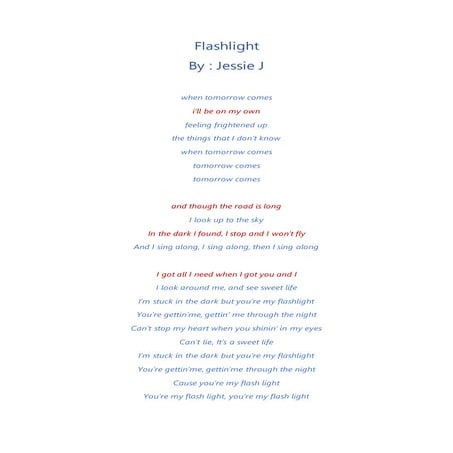 Lyrics of flashlight by Jessie J | DOCX