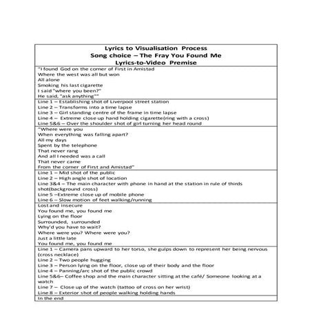 Lyrics to visualisation process | PDF