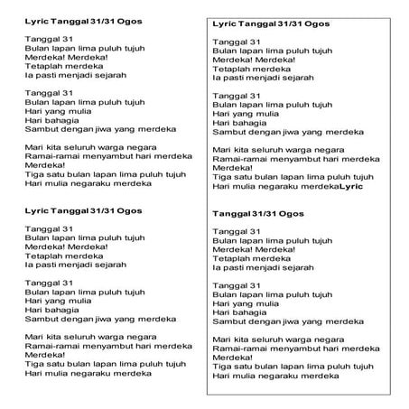 Lyric tanggal 31 | DOCX