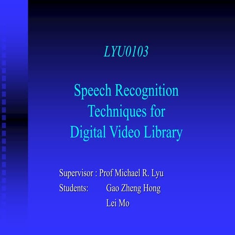 Speech recognition for digital Video .ppt