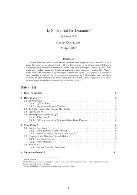Belajar Latex dalam 30 menit dengan menggunakan overleaf | PDF