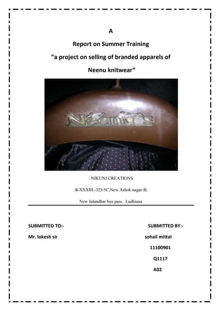 Project proposal for stitching unit | PDF