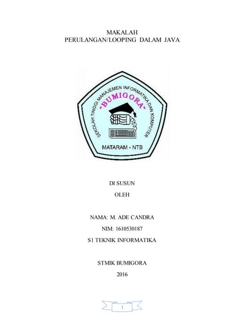 PBO - Pert 5, Mengenal dan Memahami Konsep Perulangan Pada Java | PPT