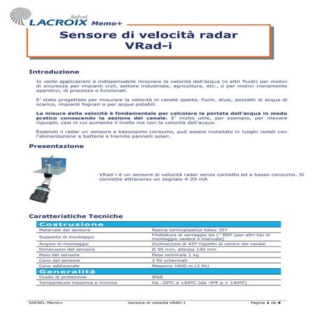 Memo+ LT-US - Sensore di Velocità | PDF