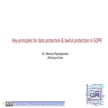 Key principles for data protection & lawful protection in GDPR | PPTX