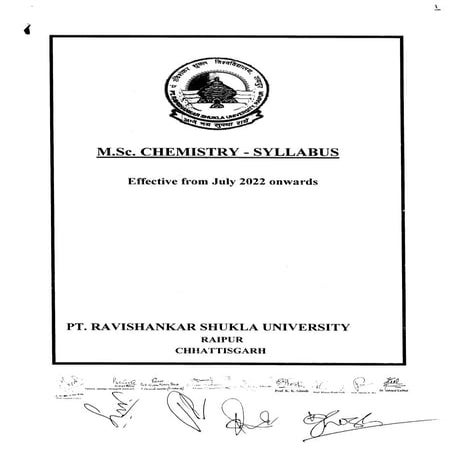 PRSU MSc CHEMISTRY Syllabus July 2022 Onwards | PDF