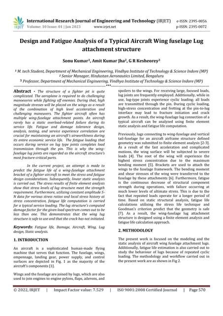 Modal, Fatigue and Fracture Analysis of Wing Fuselage Lug Joint Bracket ...