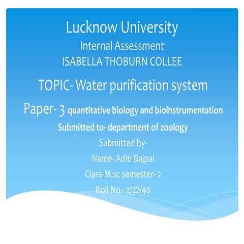 PURIFICATION AND TREATMENT OF WATER | PPTX