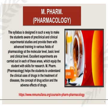 M. PHARM. (PHARMACOLOGY). | PPTX