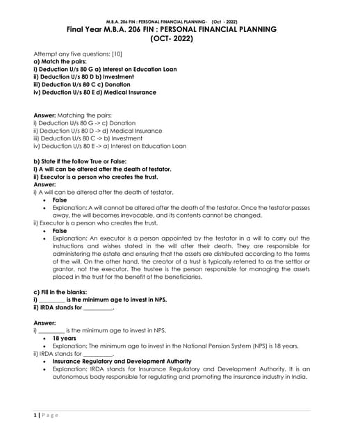 NISM Series V A - Mutual Fund Model Question Paper | PPTX | Mutual ...