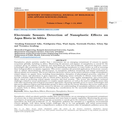 Electronic Sensors Detection of Nanoplastic Effects on Aqua Biota in ...