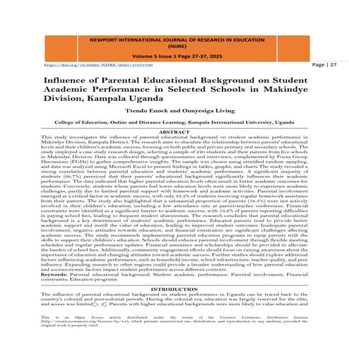 Influence of Parental Educational Background on Student Academic ...