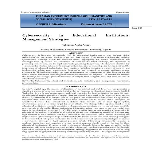 Cybersecurity in Educational Institutions: Management Strategies (www ...