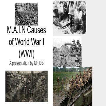 M.A.I.N Causes of World War I (WWI) slides with interactive elements | PDF