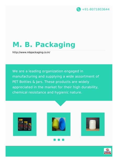 M. B. Packaging presentations