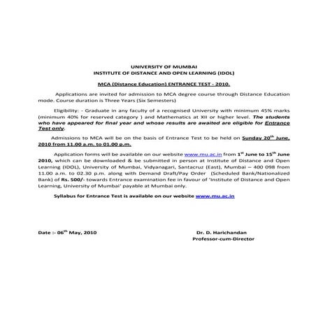 M.c.a. entrance form2010. | PDF