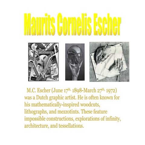 M.C. Escher Pp | PPT | Drawing and Sketching | Arts and Crafts